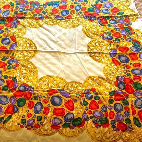 CHANEL | Accessories | Authentic Chanel Vintage Large Silk Scarfwith ...